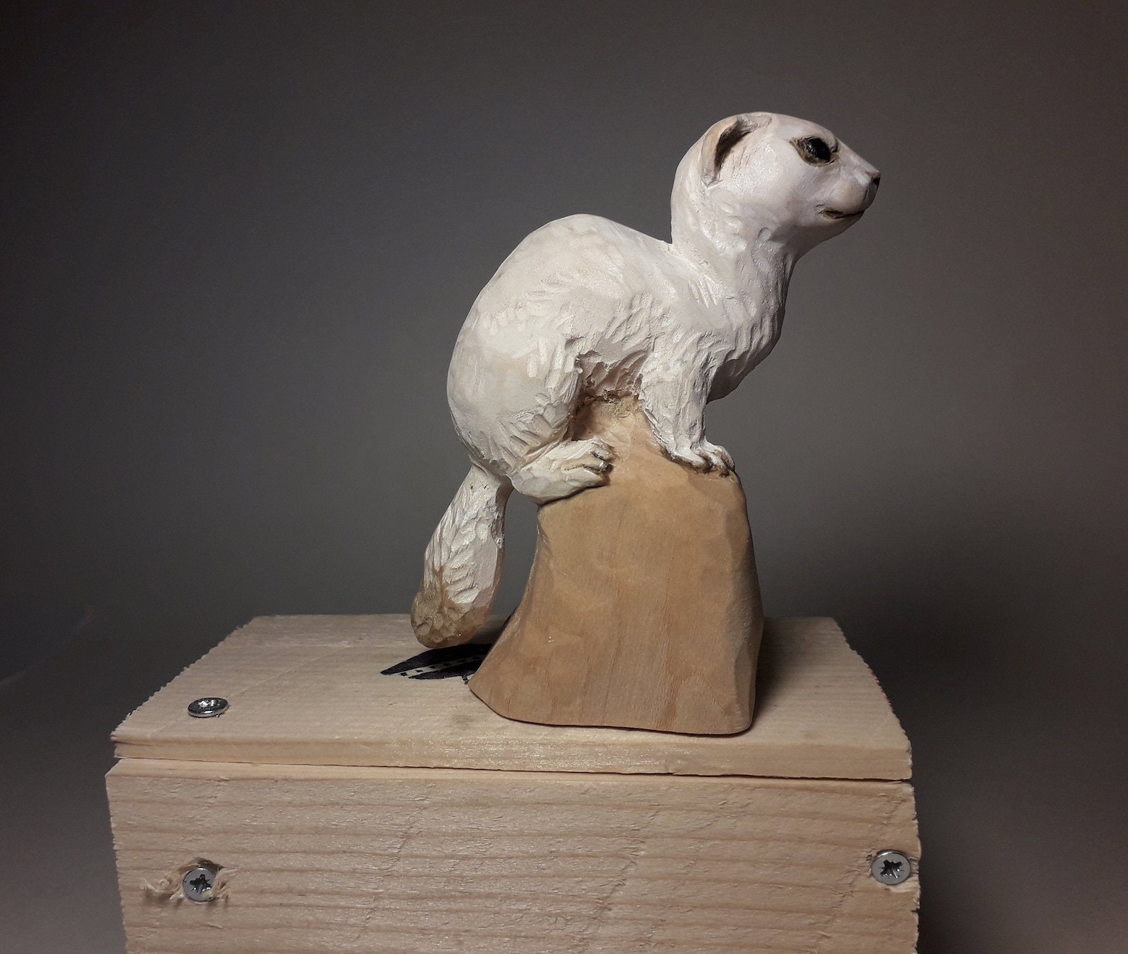 Sculpture de belette blanche belette en bois figurine de - Etsy France