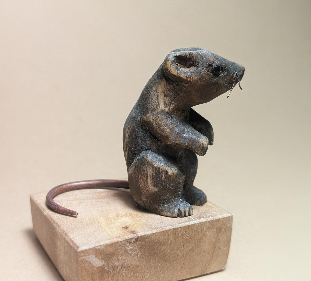 Mouse Figurine, Handmade Wooden Mouse, Animal Collectible, Mini Mouse ...