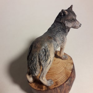Hand-carved Wooden Wolf Figurine: Gray Wolf Sculpture, Wildlife Art - Etsy