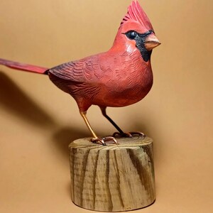 Red Cardinal Bird Sculpture, Naturalistic Size Bird, Kinetic Figurine ...