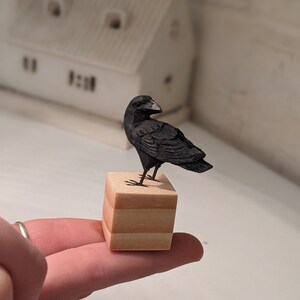 Hand Carved Wooden Raven Figurine, Unique Wood Sculpture, Home Decor ...