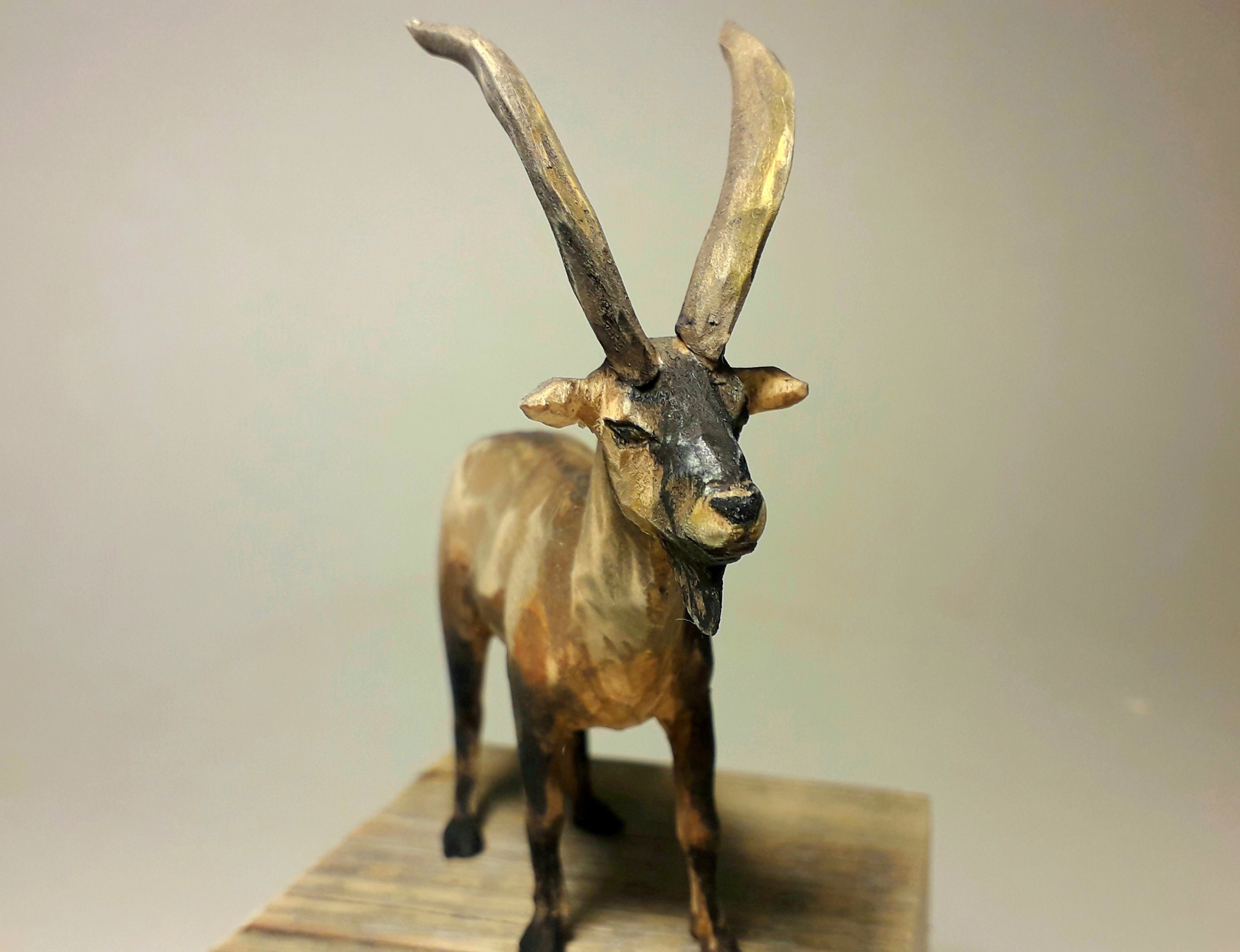 Wild Goat Sculpture Mountain Goat Wooden Animal Detailed | Etsy