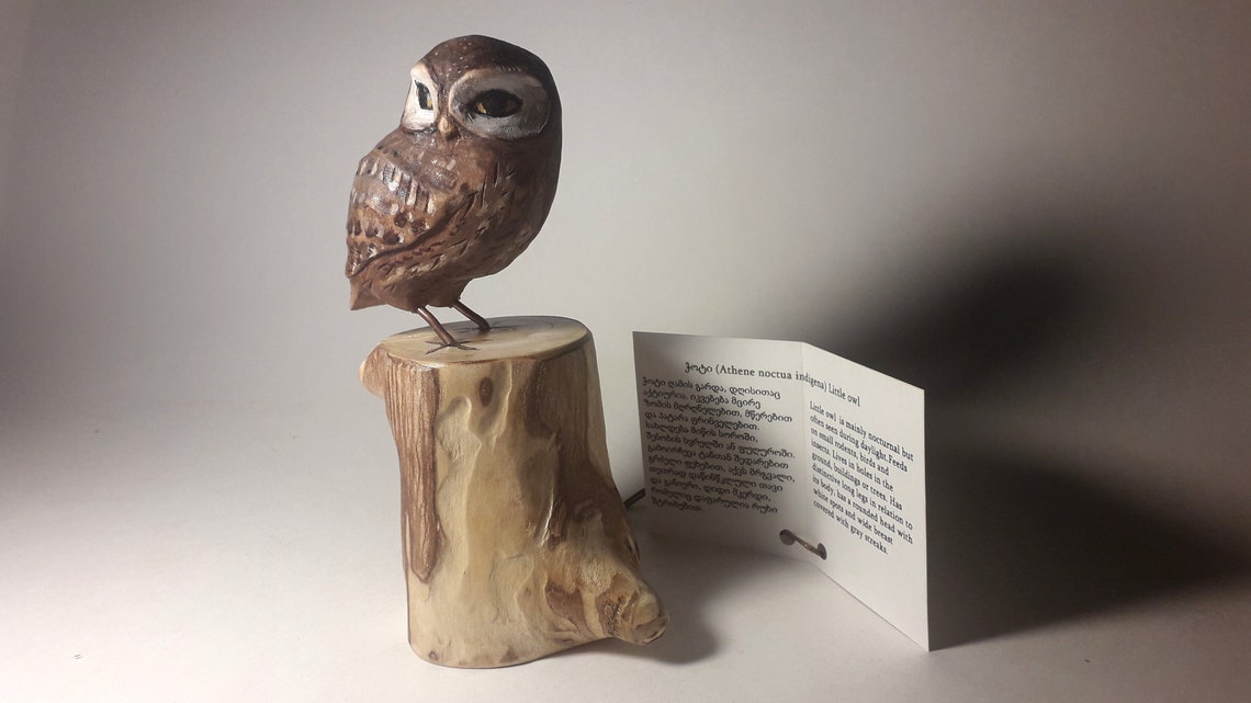 Little owl figurine owl lovers gift owl collectible wooden | Etsy