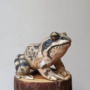 Wooden Frog Sculpture, Handmade Realistic Figure, Detailed Frog, Gift ...