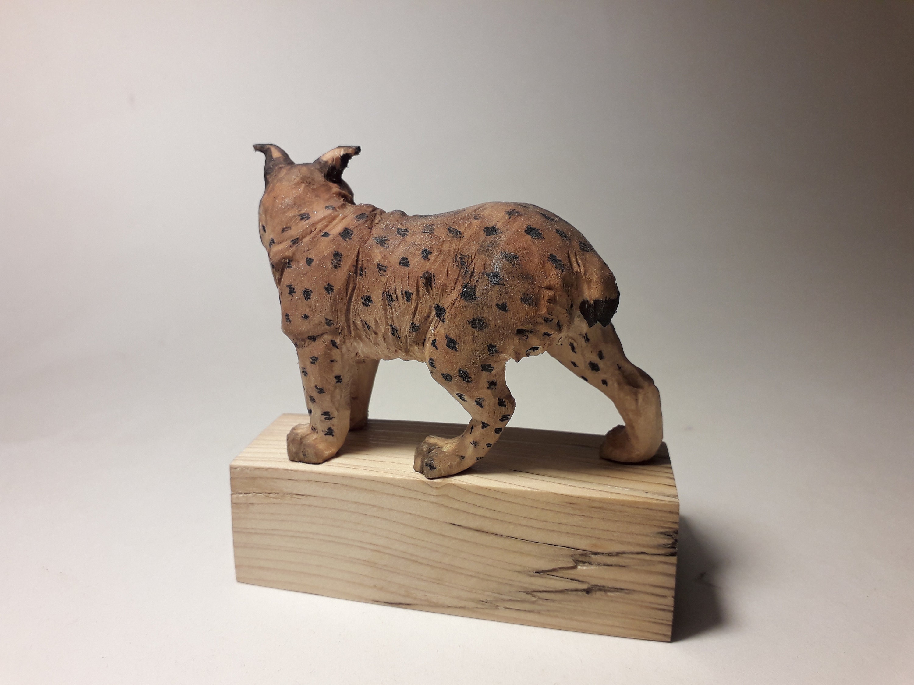 Wooden Lynx Figurine, Wildlife Art Collectible, Gift for Collectors ...