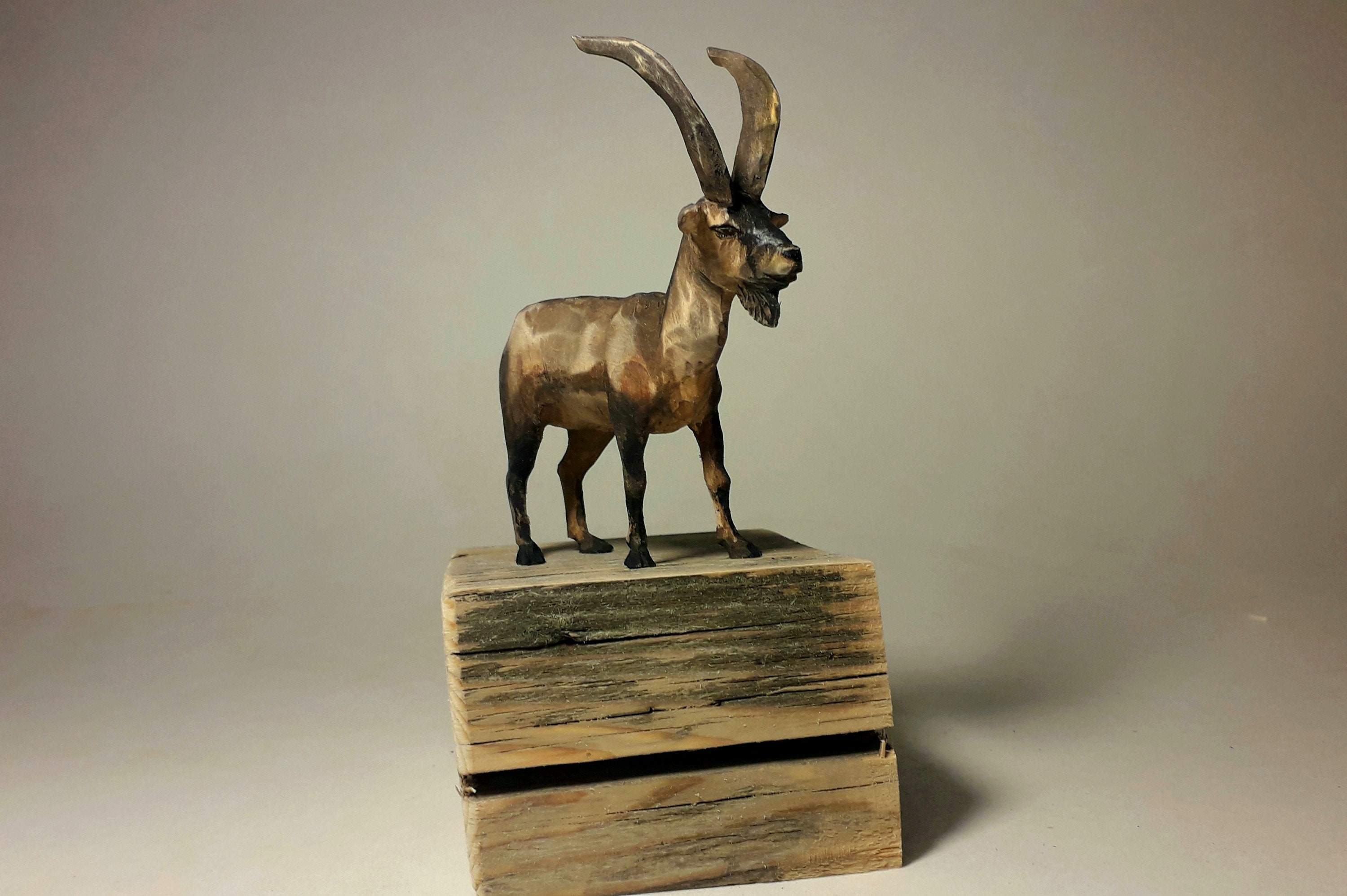 Wild Goat Sculpture Mountain Goat Wooden Animal Detailed | Etsy