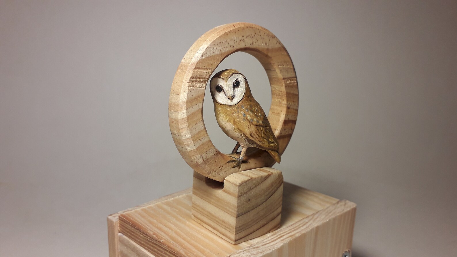 Barn Owl Sculpture Little Wooden Owl Gift for Owl Lover - Etsy