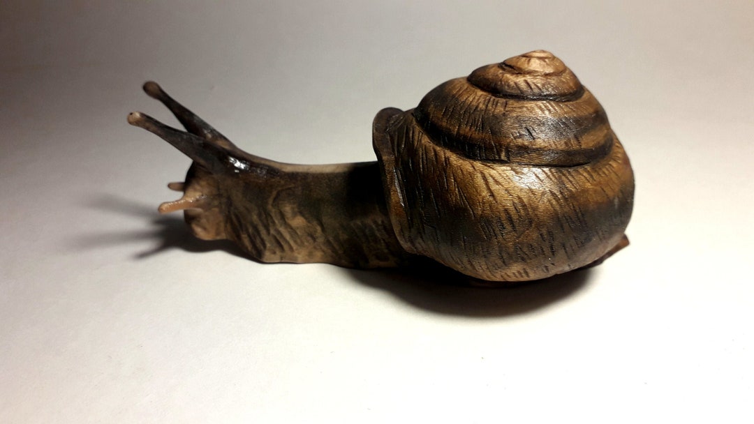 Wooden Snail, Detailed Figurine, Naturalistic Snail, Wildlife ...