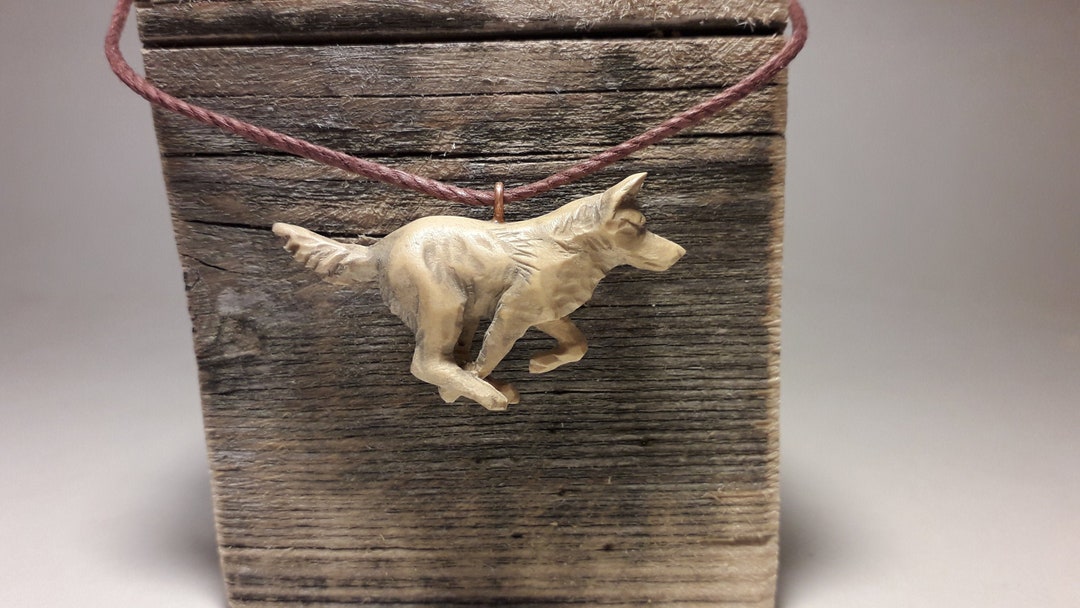 Hand Carved Wolf Pendant, Animal Art Necklace, Unique Gifts, Detailed ...