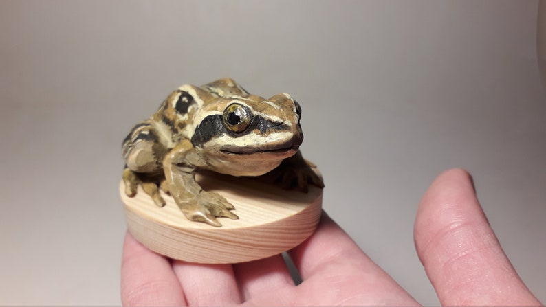 Wooden Frog Sculpture Handmade Realistic Figure Detailed - Etsy