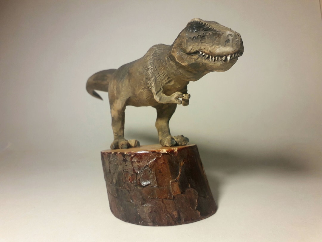 Hand-carved Wooden T-rex Sculpture, Prehistoric Animal Art, Gift ...