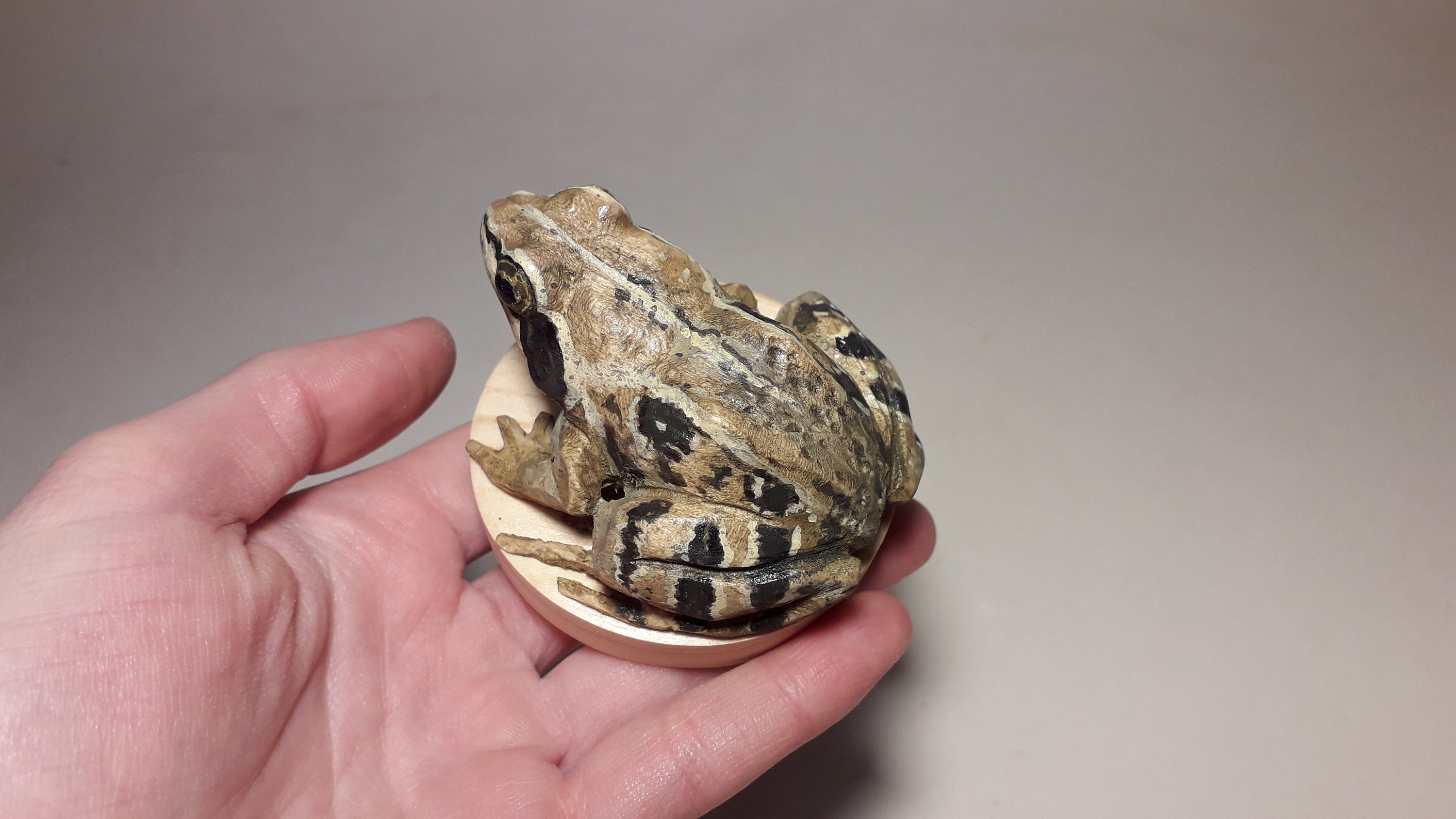 Wooden Frog Sculpture Handmade Realistic Figure Detailed | Etsy