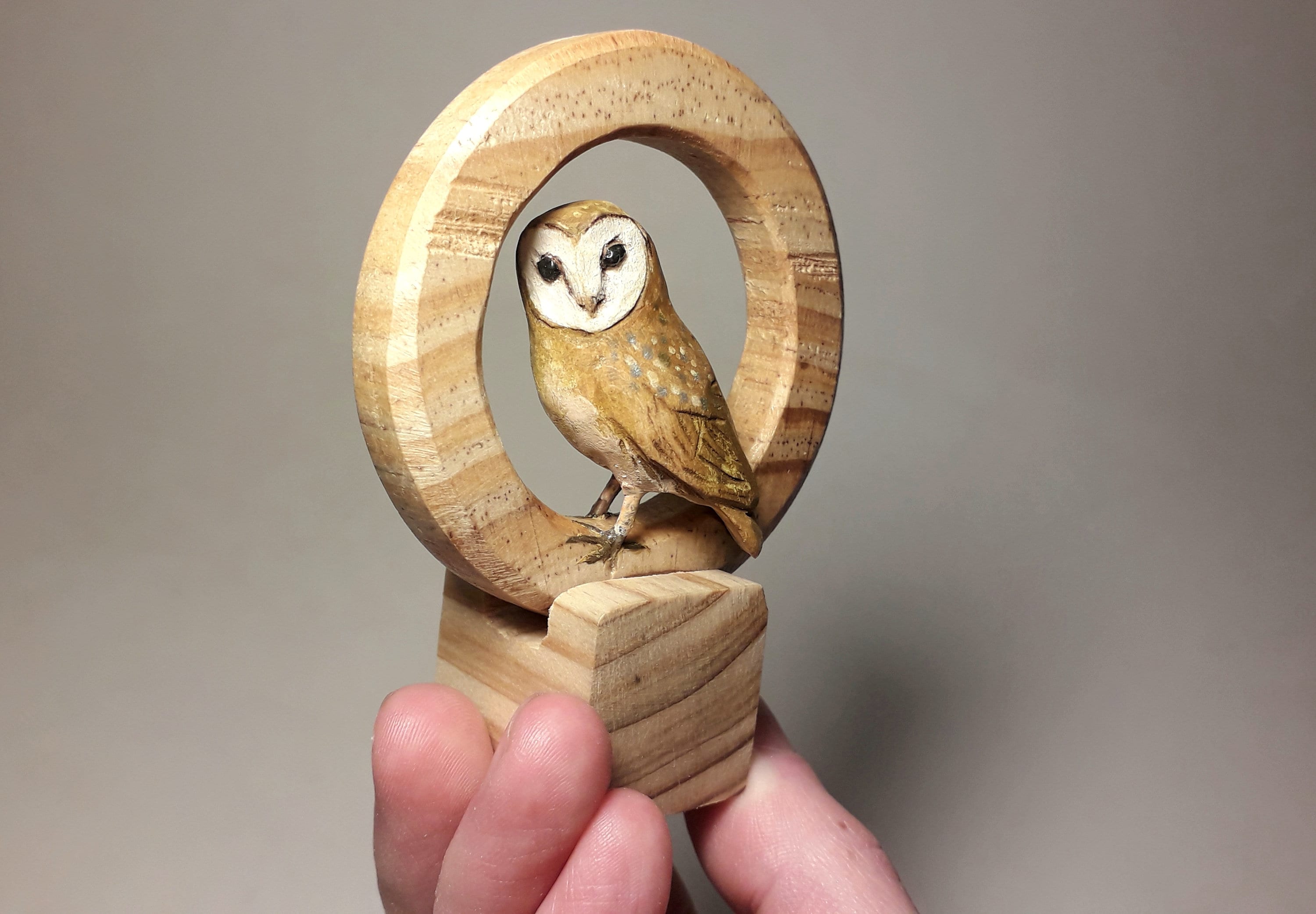 Barn Owl Sculpture Little Wooden Owl Gift for Owl Lover - Etsy