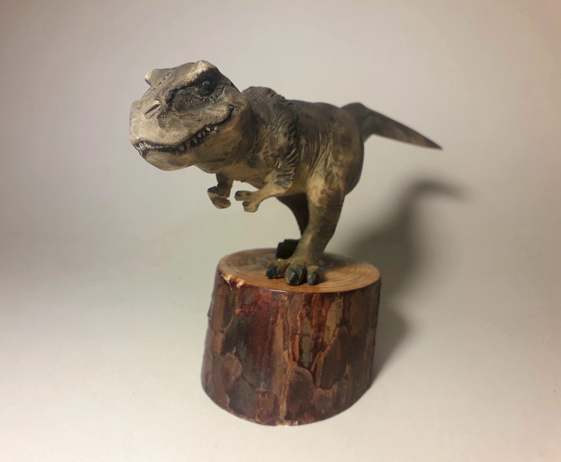 Hand-carved Wooden T-rex Sculpture, Prehistoric Animal Art, Gift ...