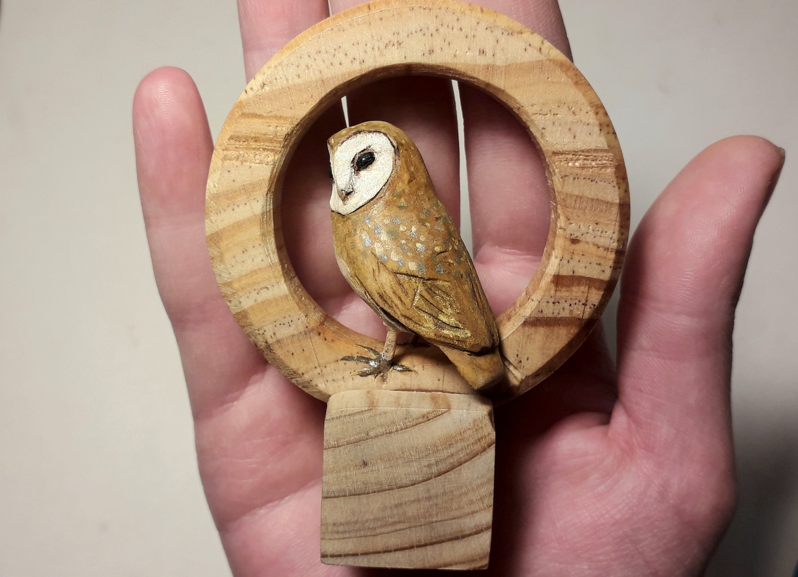 Barn Owl Sculpture Little Wooden Owl Gift for Owl Lover - Etsy