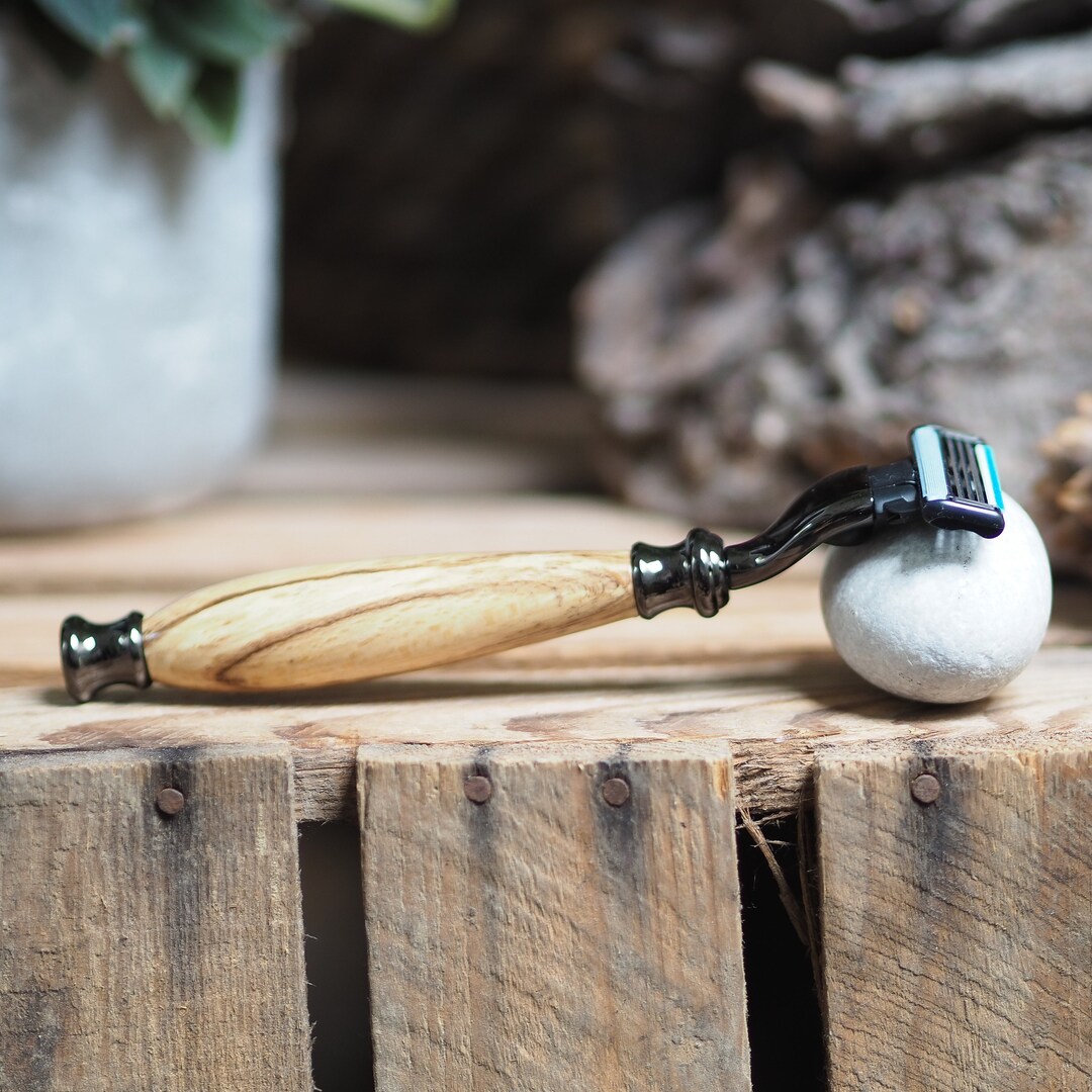 Mach 3 or Fusion Razor Handle Made From Spalted Beech. Wooden Razor ...