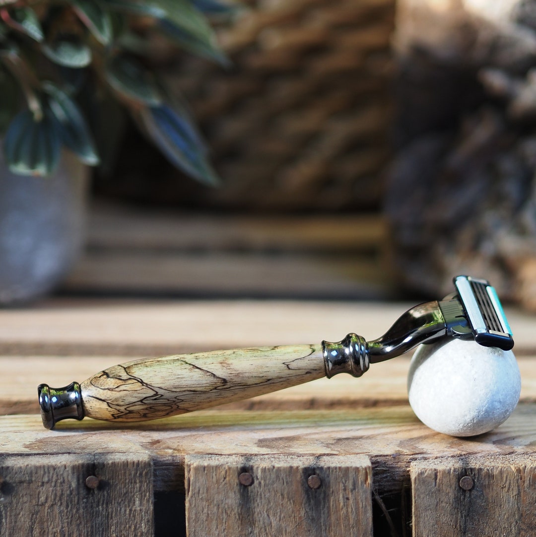 Mach 3 Razor or Fusion Razor Handle Made From Spalted Tamarind Wood ...