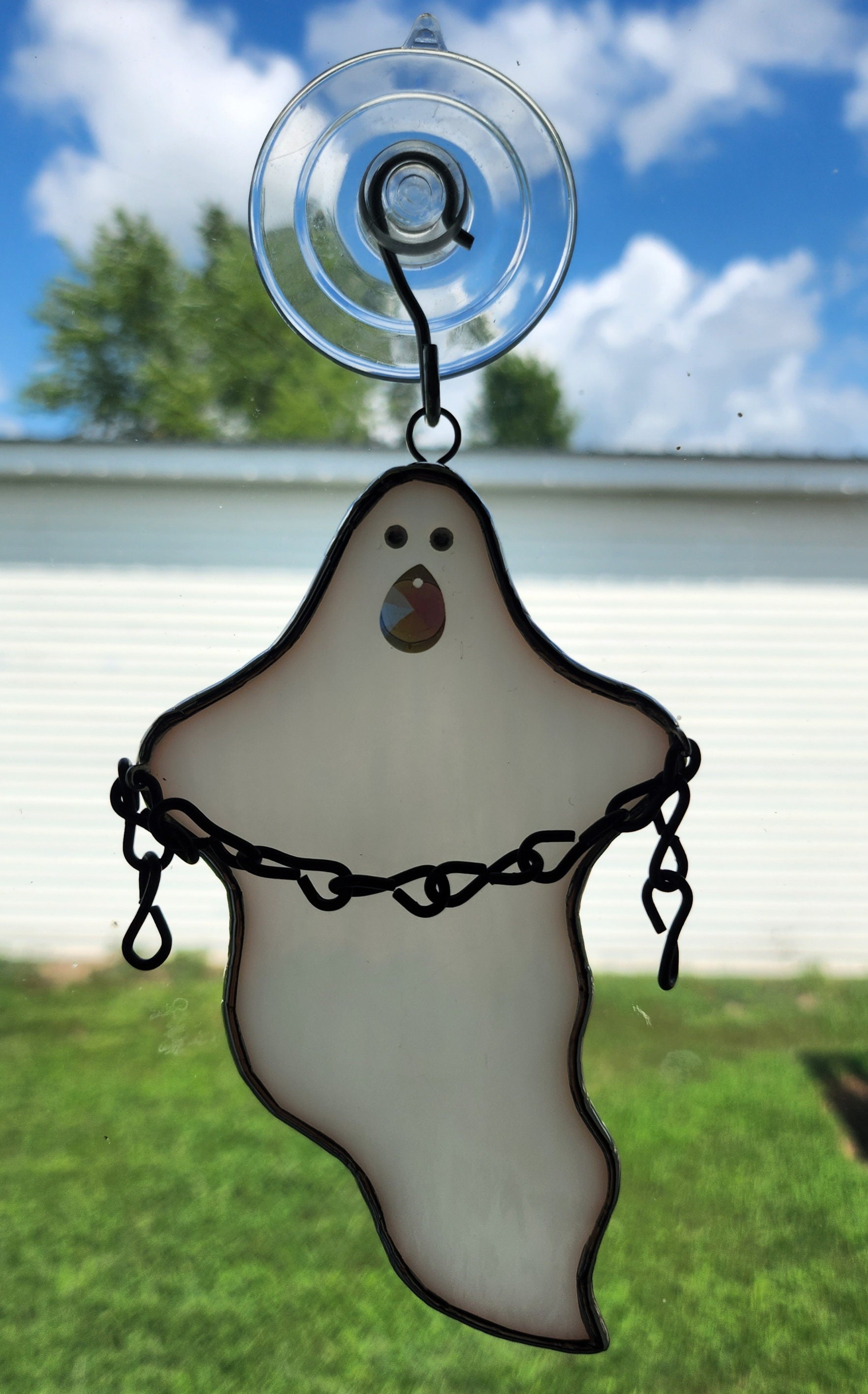 Stained Glass Ghost, Ghost Window Hanging, Halloween Stained Glass ...