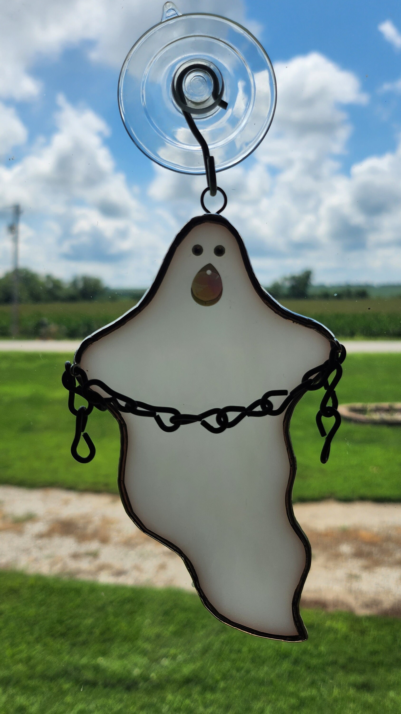 Stained Glass Ghost, Ghost Window Hanging, Halloween Stained Glass ...