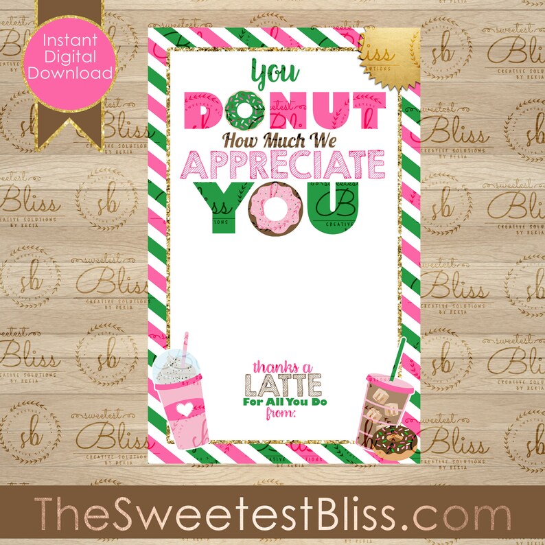 INSTANT DOWNLOAD Donuts and Coffee Teacher Appreciation Teacher Thank ...