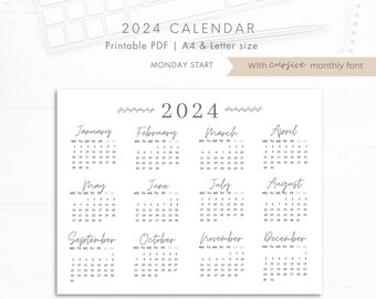 2024 Year Calendar Printable, SUNDAY Start, Year Overview 2024, One ...