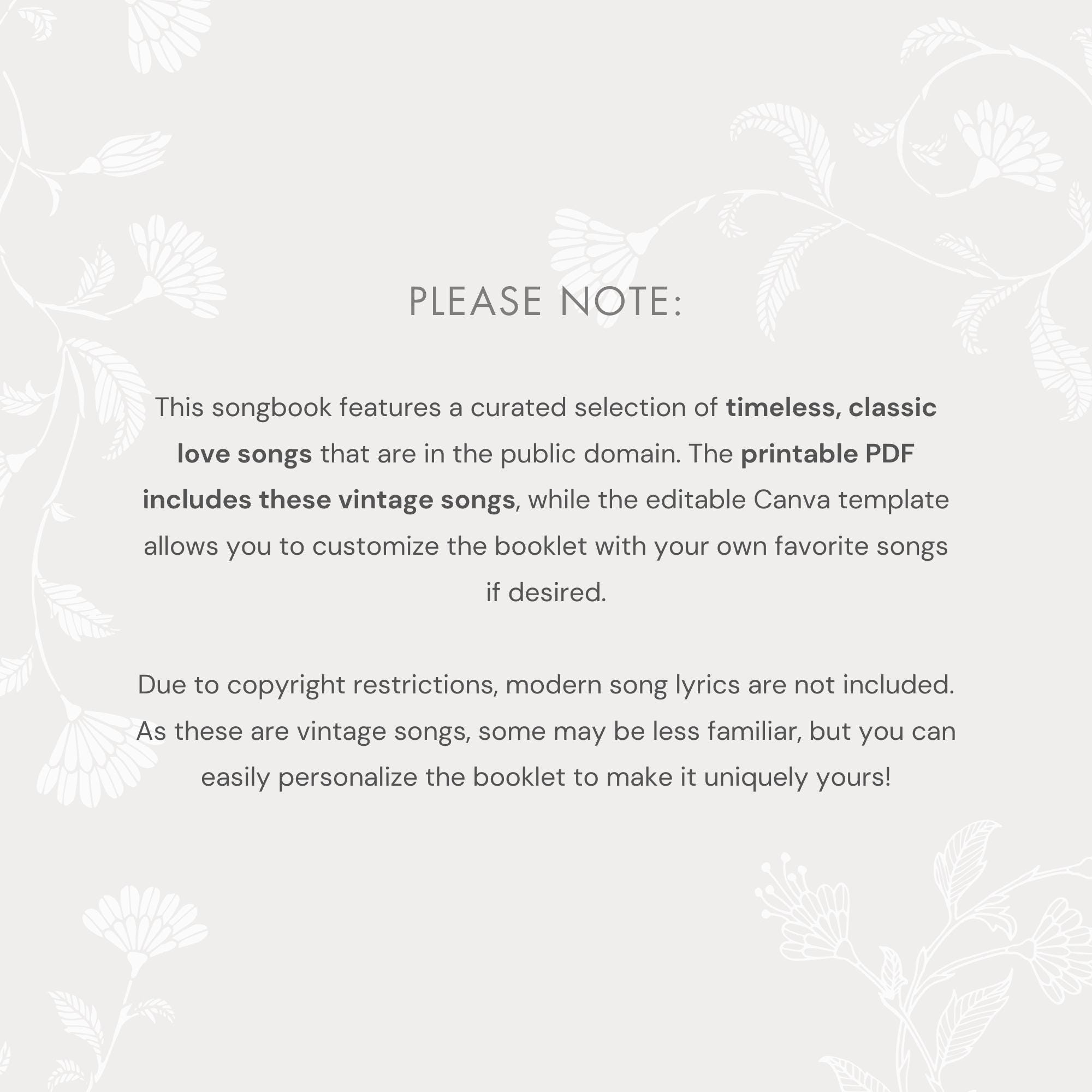 Vintage Love Songs Booklet | Valentine's Songbook | Printable PDF ...