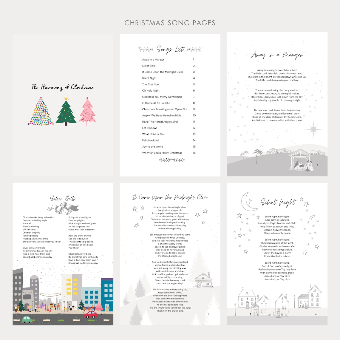 Christmas Carols Songbook Printable PDF | Singalong Caroling Book ...