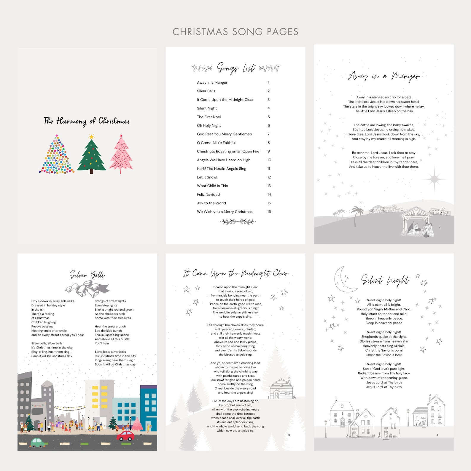 Christmas Carols Songbook Printable PDF | Singalong Caroling Book ...