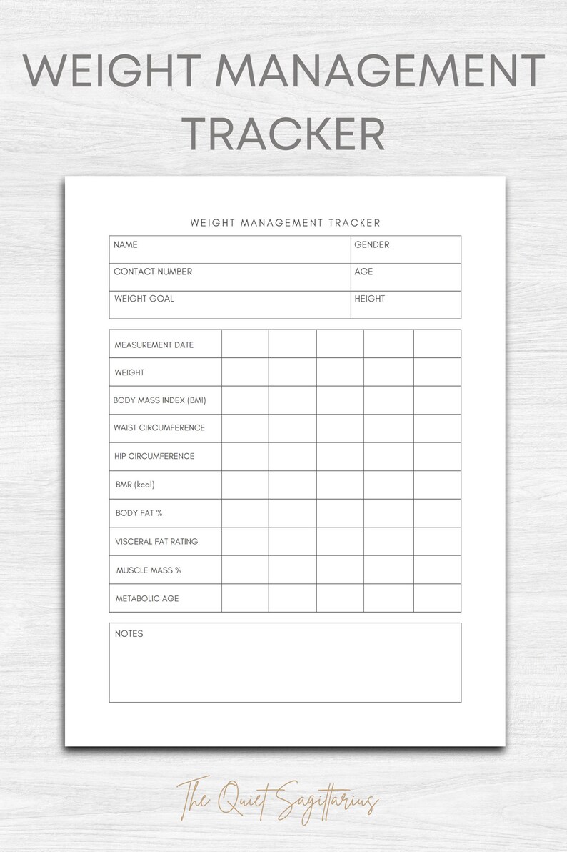 Weight Tracker Printable, Weight Management, Simple Minimalist List ...