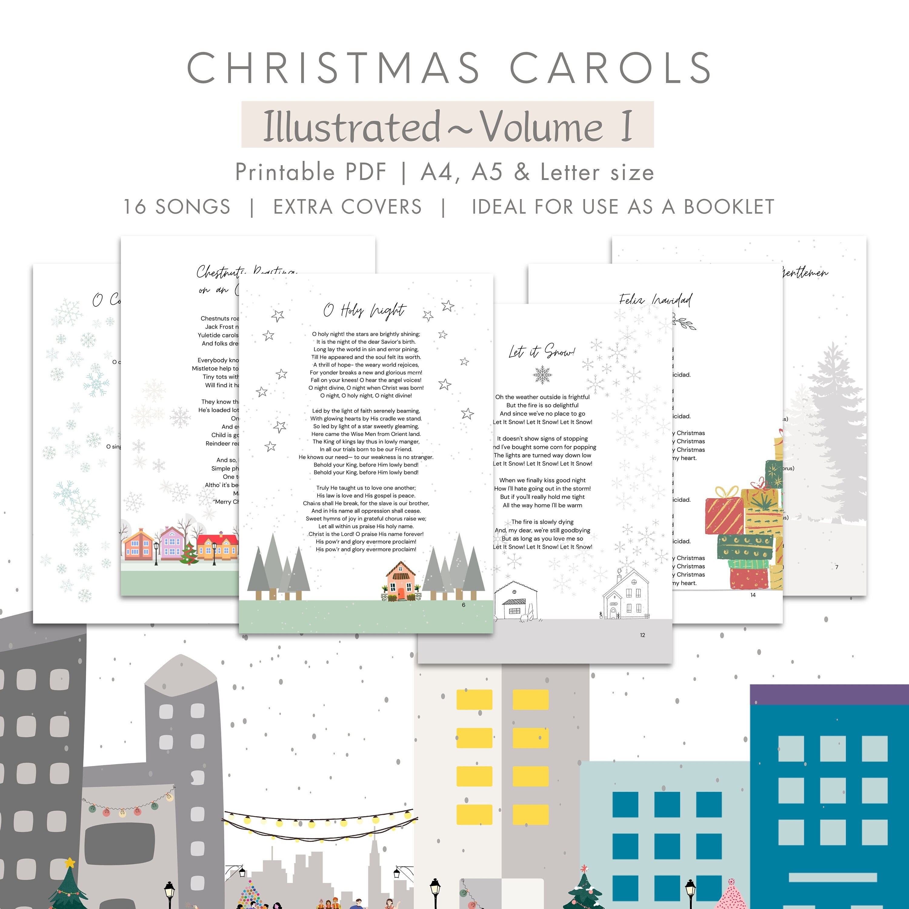 Christmas Carols Songbook Printable PDF | Singalong Caroling Book ...