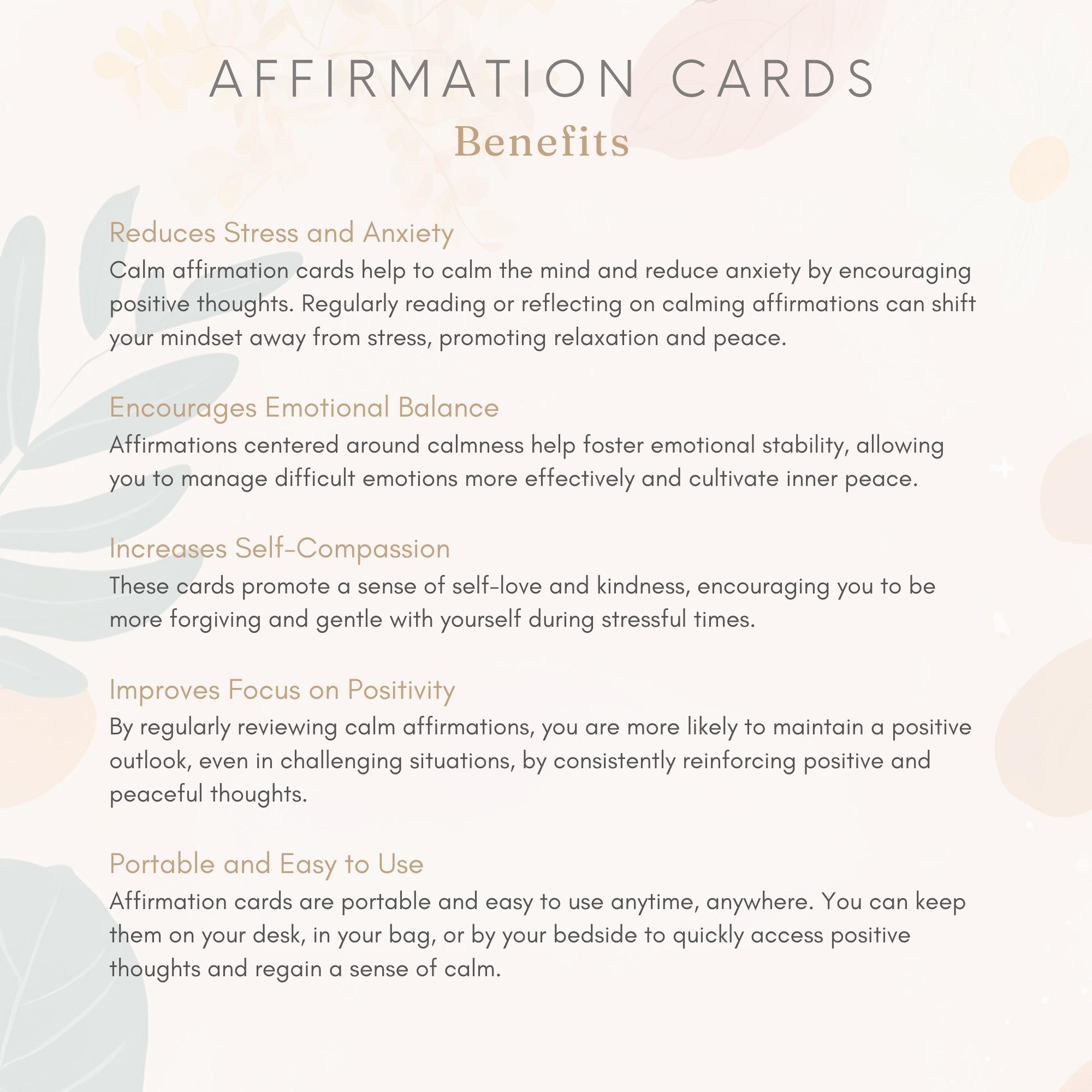 Calm Affirmation Cards, Printable Mindfulness and Positivity Daily ...