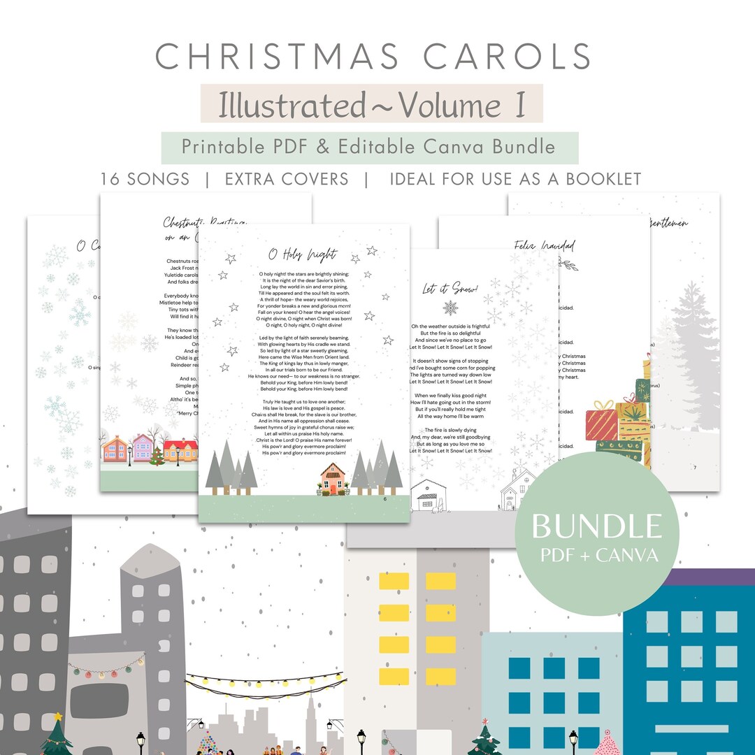 Christmas Carols Songbook Bundle | Printable PDF & Canva Editable ...