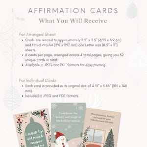 Christmas Affirmation Cards, Printable Holiday Illustration Cards ...