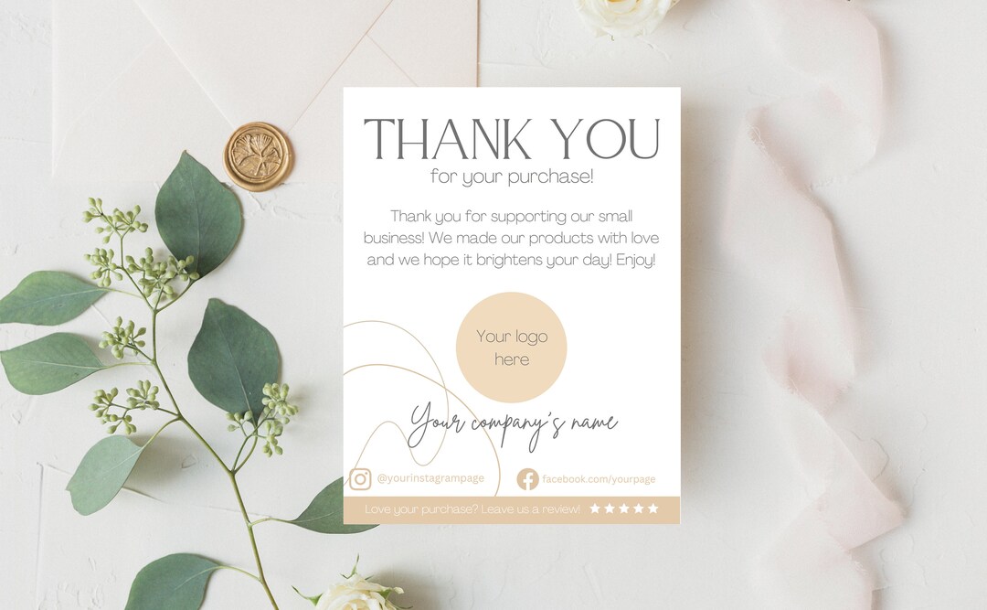 Elegant Thank You Card Template Printable Package Insert Card Canva ...