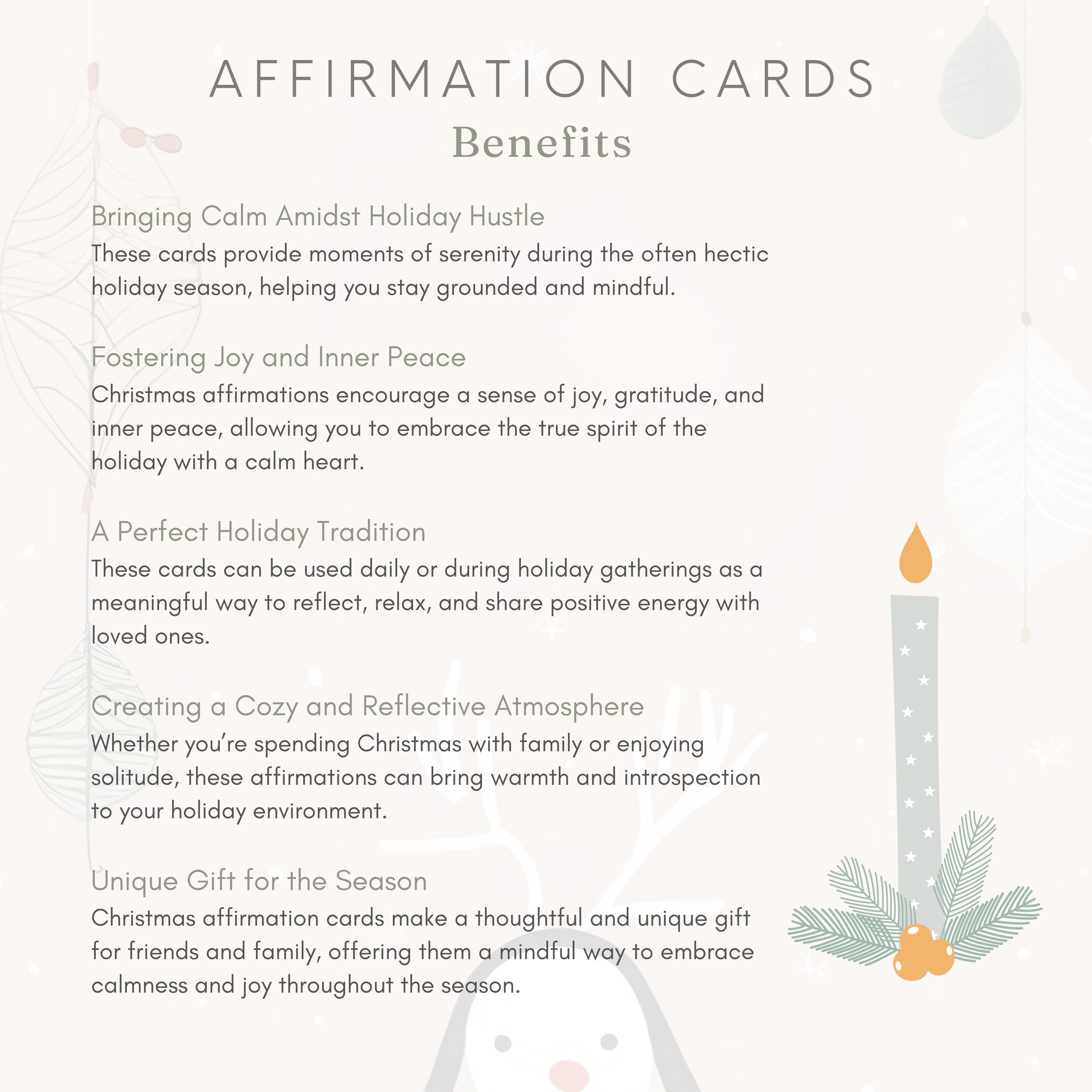 Christmas Affirmation Cards, Printable Holiday Illustration Cards ...