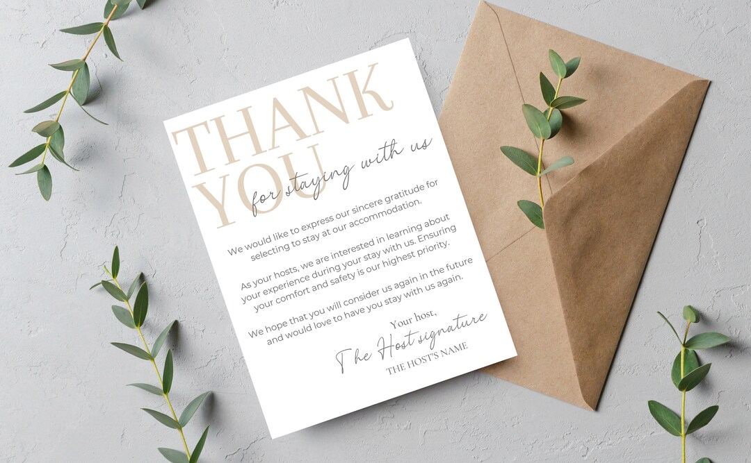 Editable Airbnb Host Thank You Card Template Editable With - Etsy