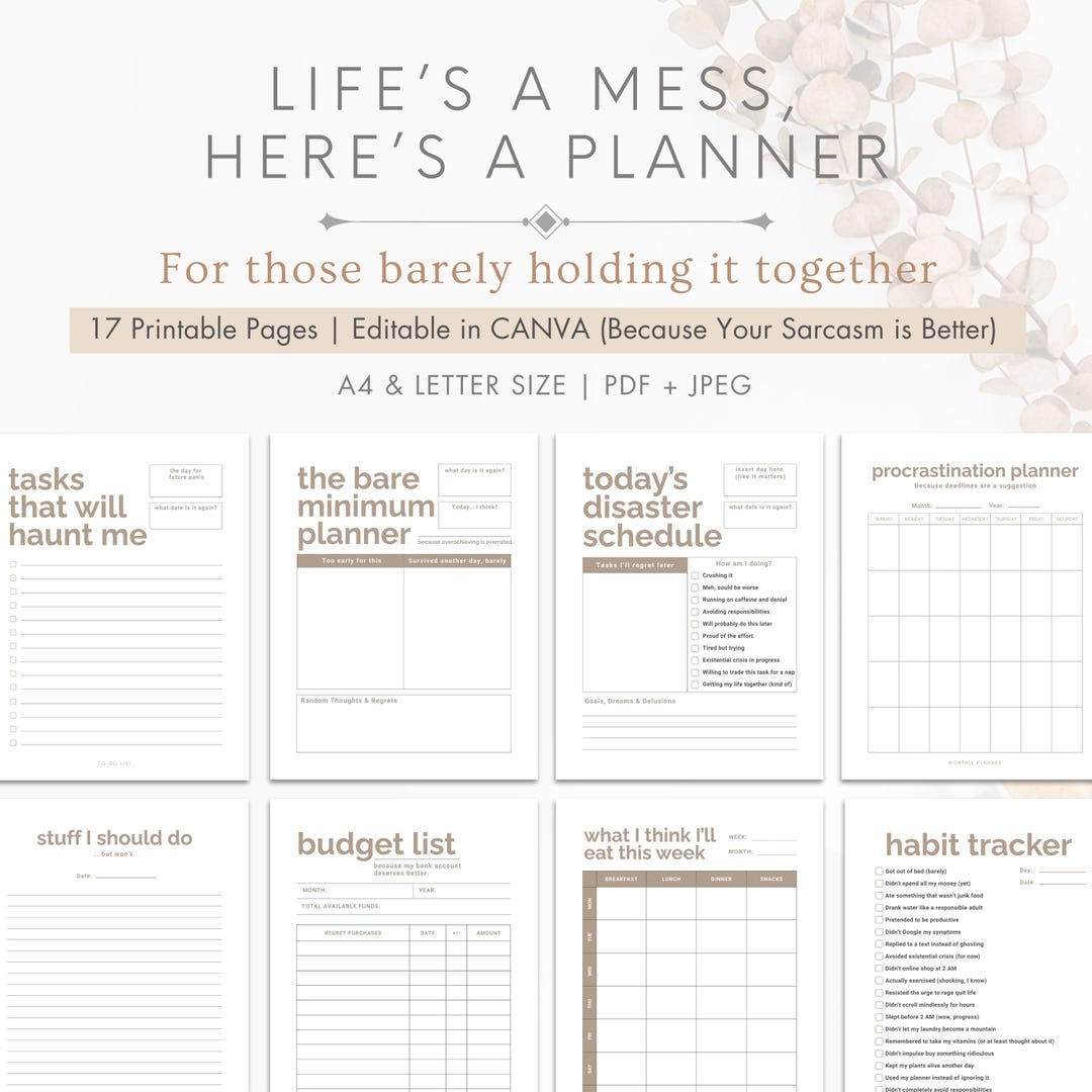 Funny & Sarcastic Printable Planner | Editable Canva Template ...