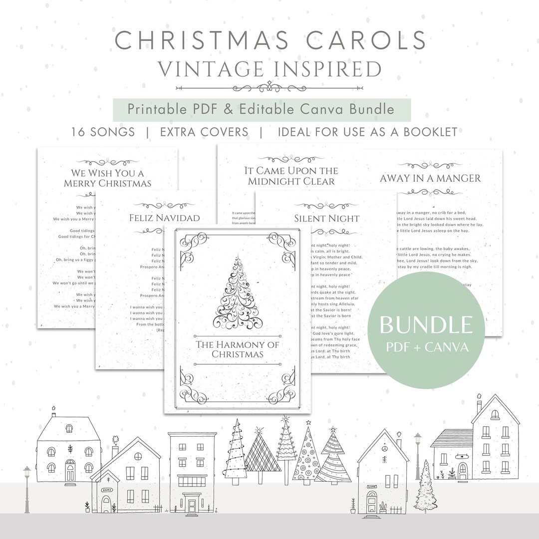 Christmas Carols Songbook Bundle | Printable PDF & Canva Editable ...
