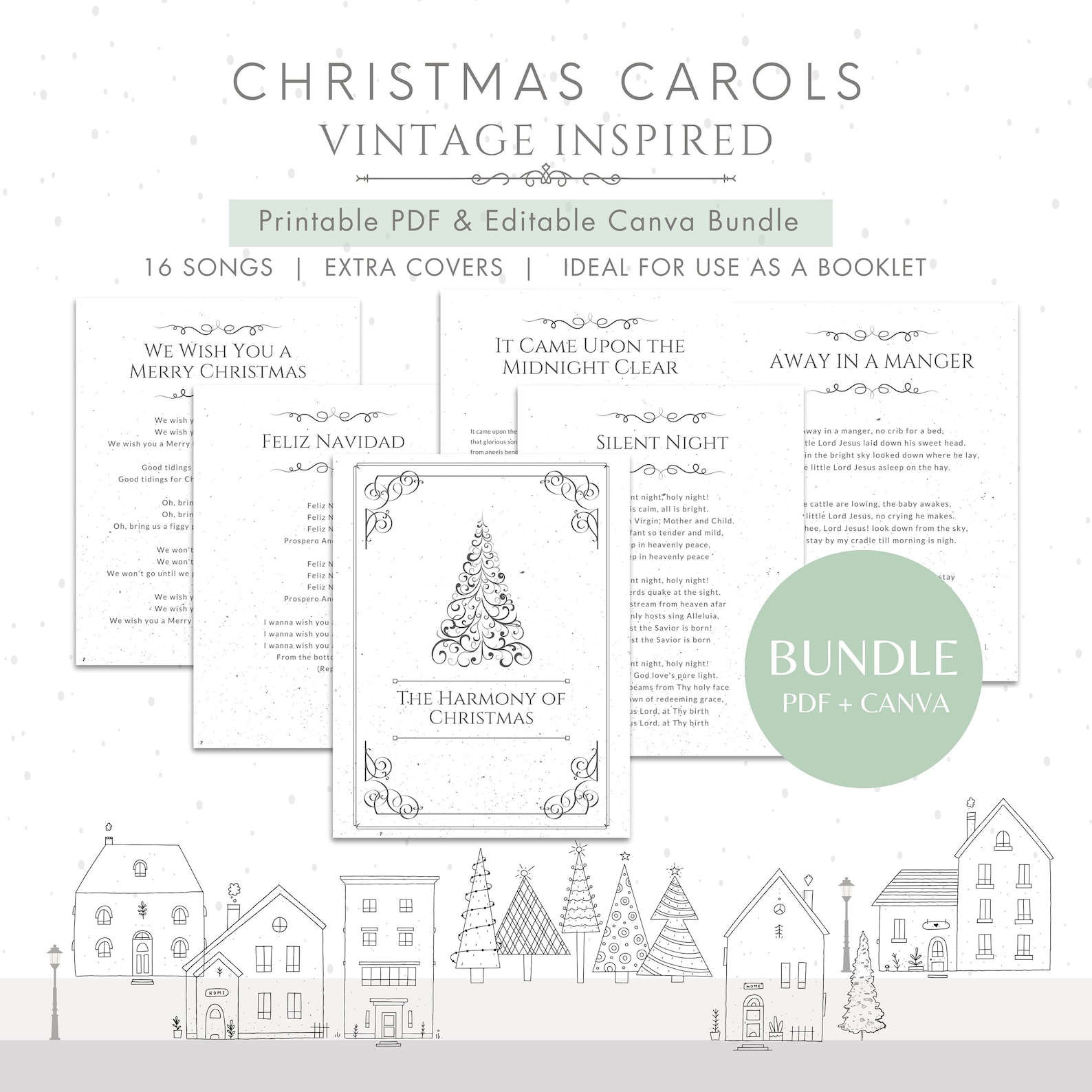 Christmas Carols Songbook Bundle Printable PDF & Canva Editable ...