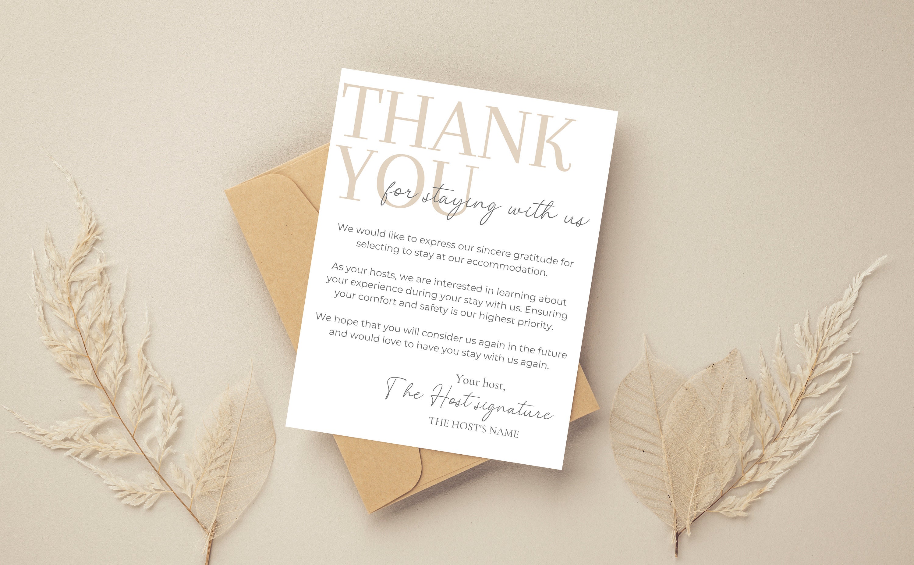 Editable Airbnb Host Thank You Card Template Editable With - Etsy