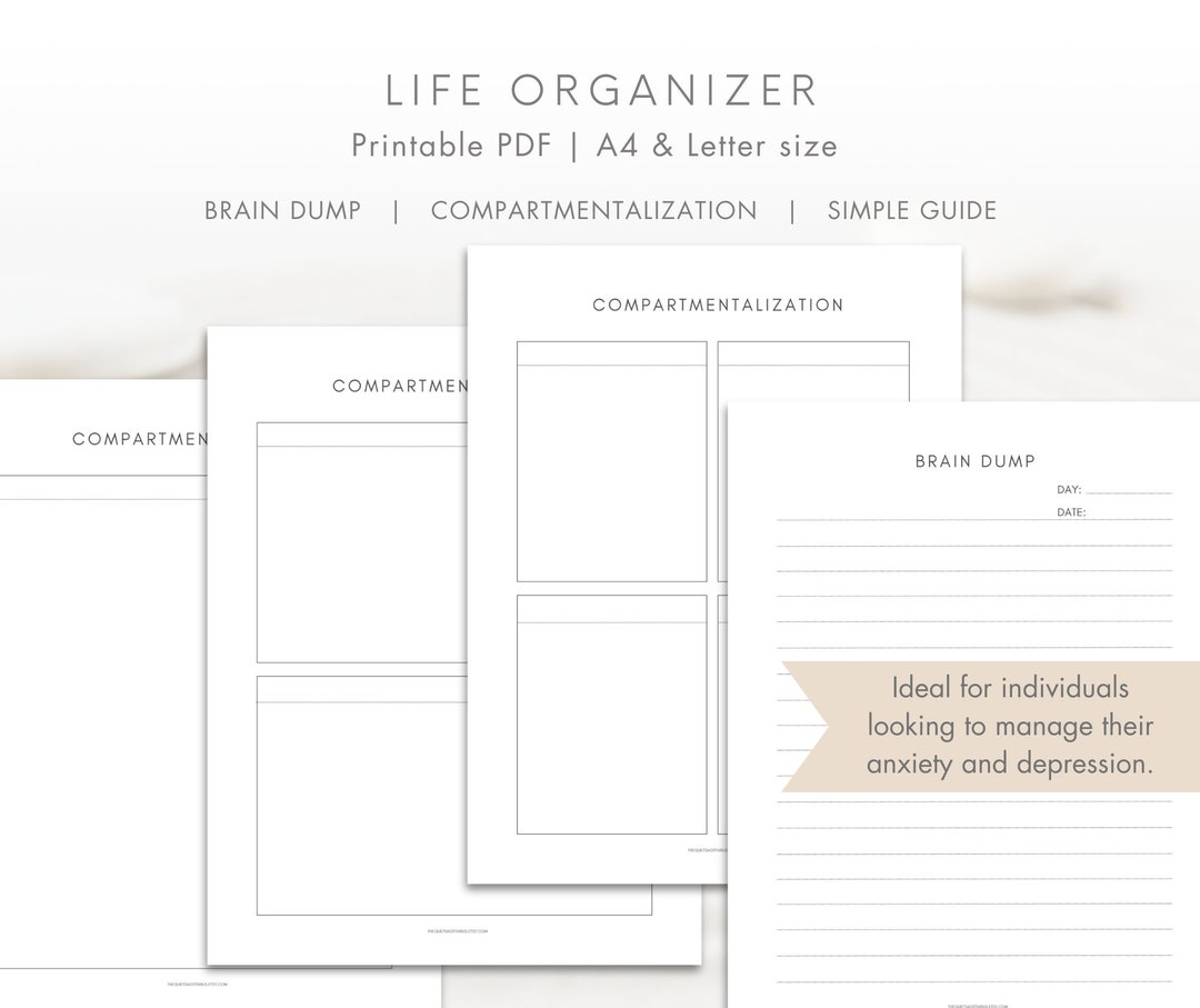 Brain Dump Printable: Life Organizer for Compartmentalization With Self ...