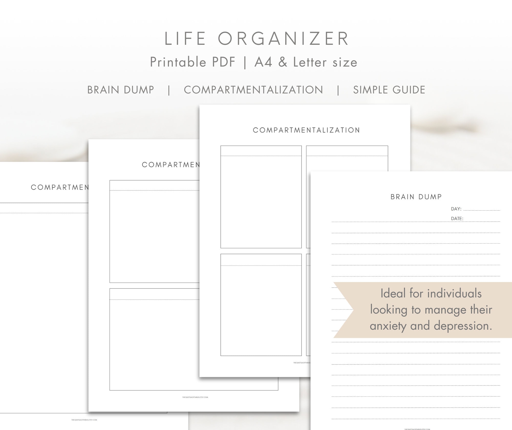 Brain Dump Printable: Life Organizer for Compartmentalization With Self ...