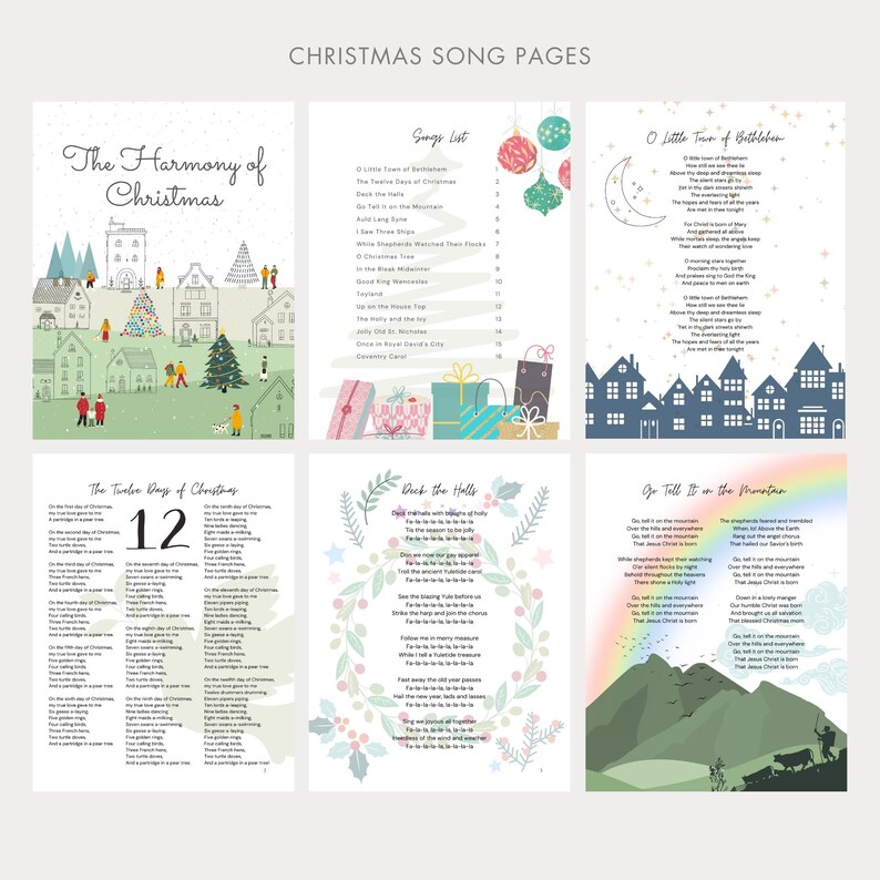 Christmas Carols Songbook Printable PDF | Singalong Caroling Book ...