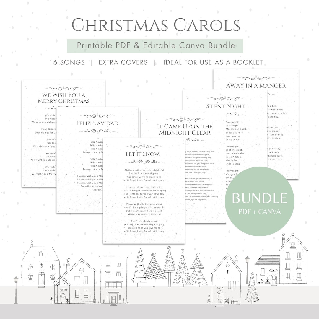 Christmas Carols Songbook Bundle Printable PDF & Canva Editable ...