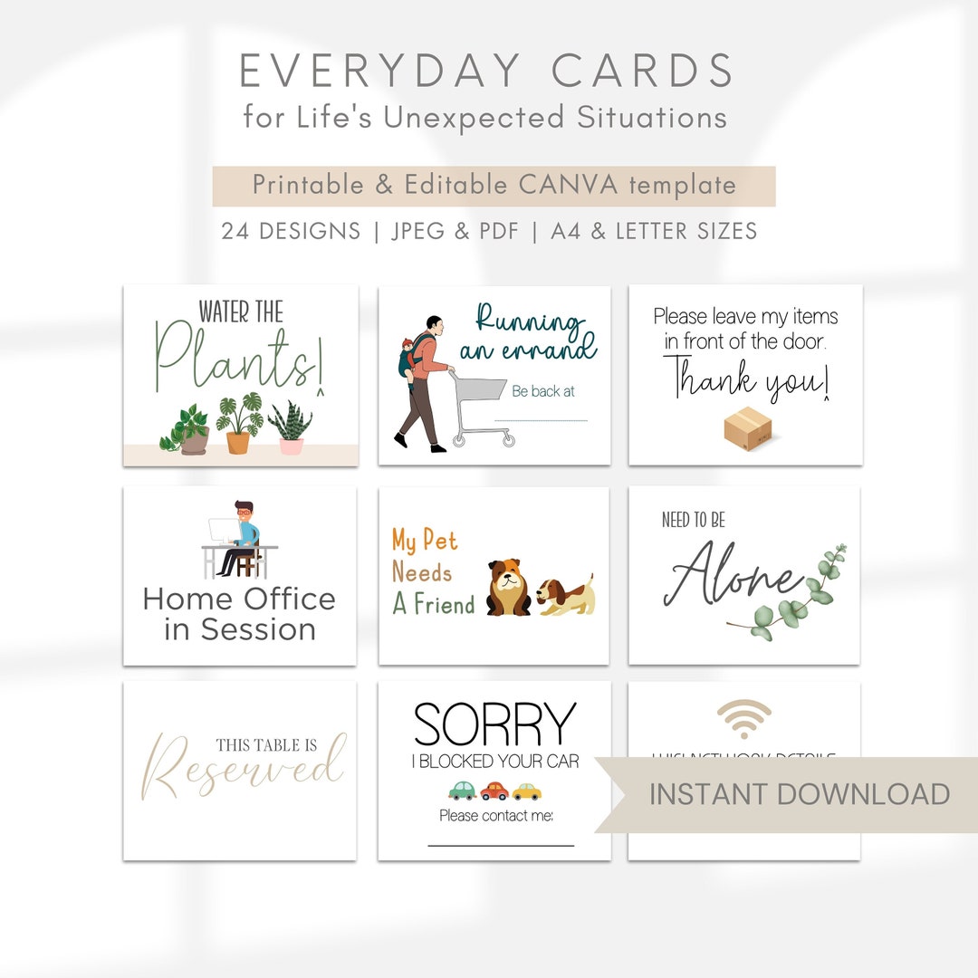Editable Daily Reminder Cards | Everyday Printable Cards for Life’s ...