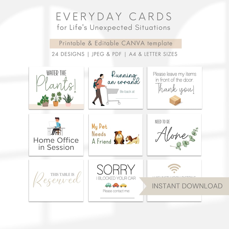 Editable Daily Reminder Cards | Everyday Printable Cards for Life’s ...