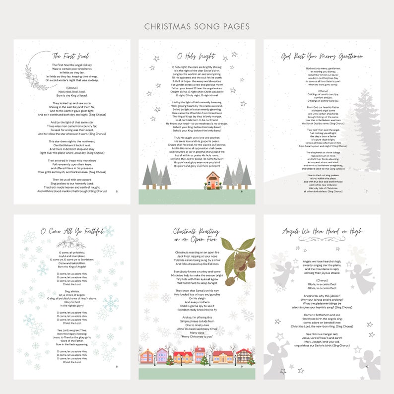 Christmas Carols Songbook Printable PDF | Singalong Caroling Book ...