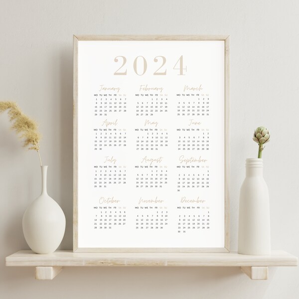 2024 One Page Calendar - Etsy