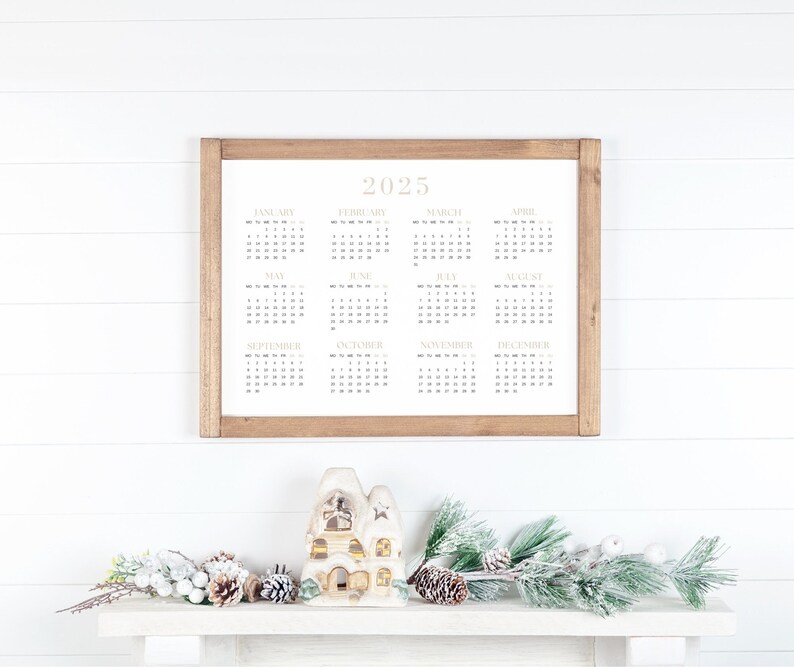 2025 Year Calendar Printable, MONDAY Start, Year Overview 2025, One ...