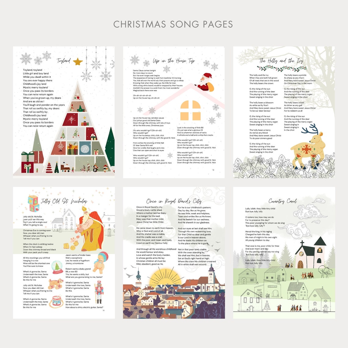 Christmas Carols Songbook Printable PDF | Singalong Caroling Book ...